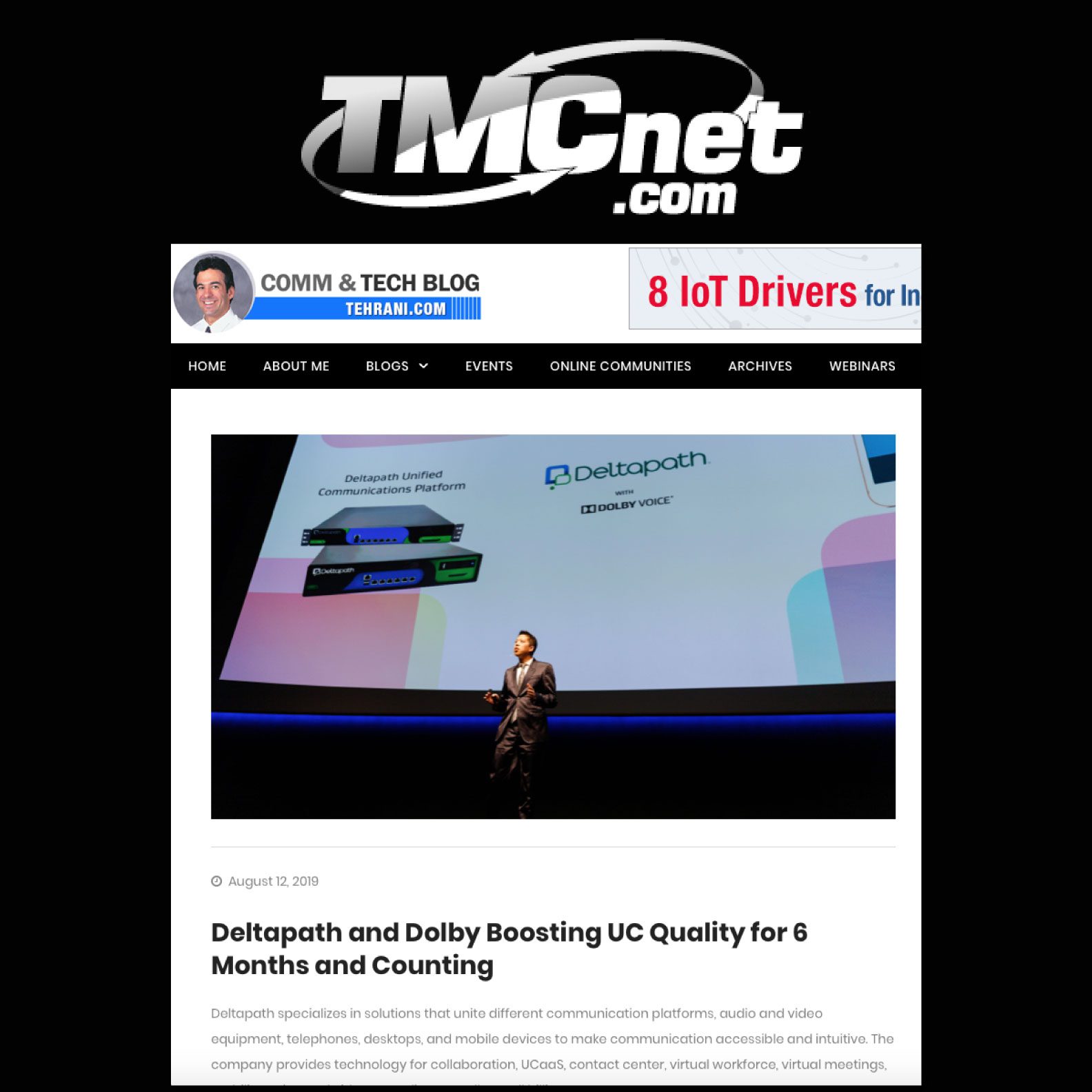TMCnet: Deltapath and Dolby Boosting UC Quality for 6 Months and ...