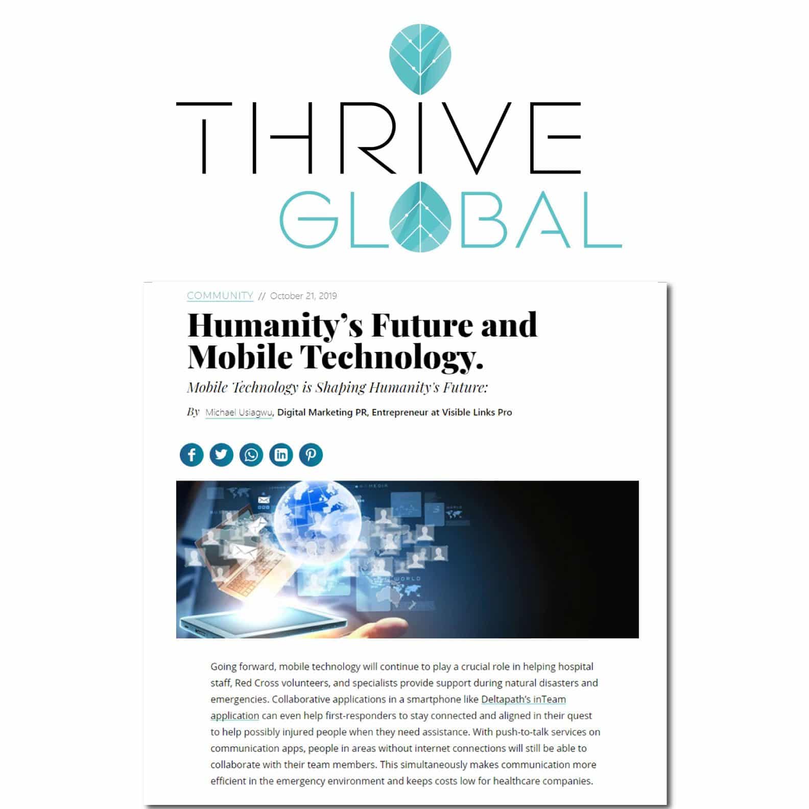 Thrive Global: Humanity’s Future and Mobile Technology. - Deltapath
