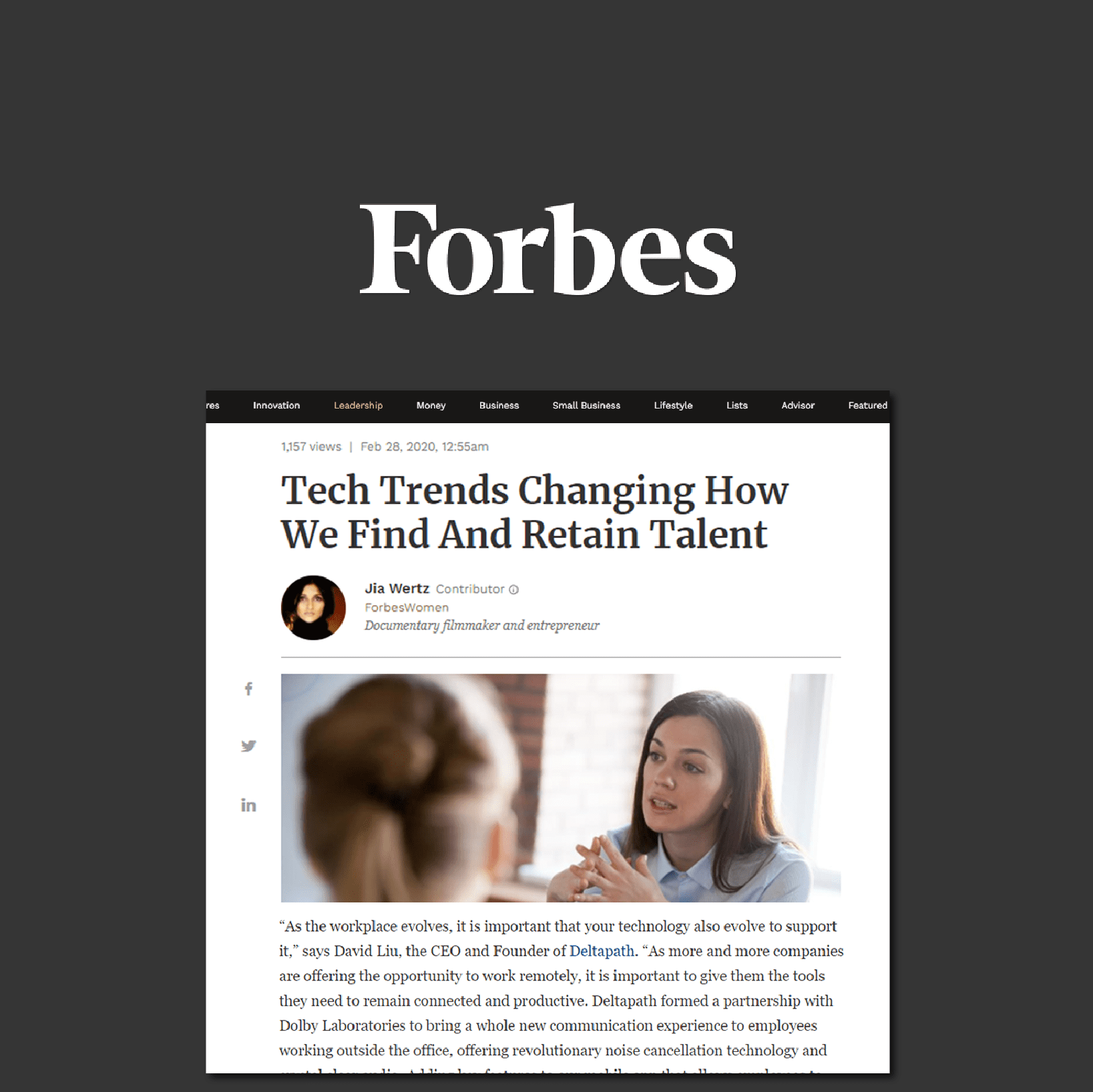 Forbes: Tech Trends Changing How We Find And Retain Talent - Deltapath